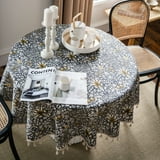 Round Tablecloth 60 Inch,Circle Tablecloth with Tassel, Cotton Linen ...