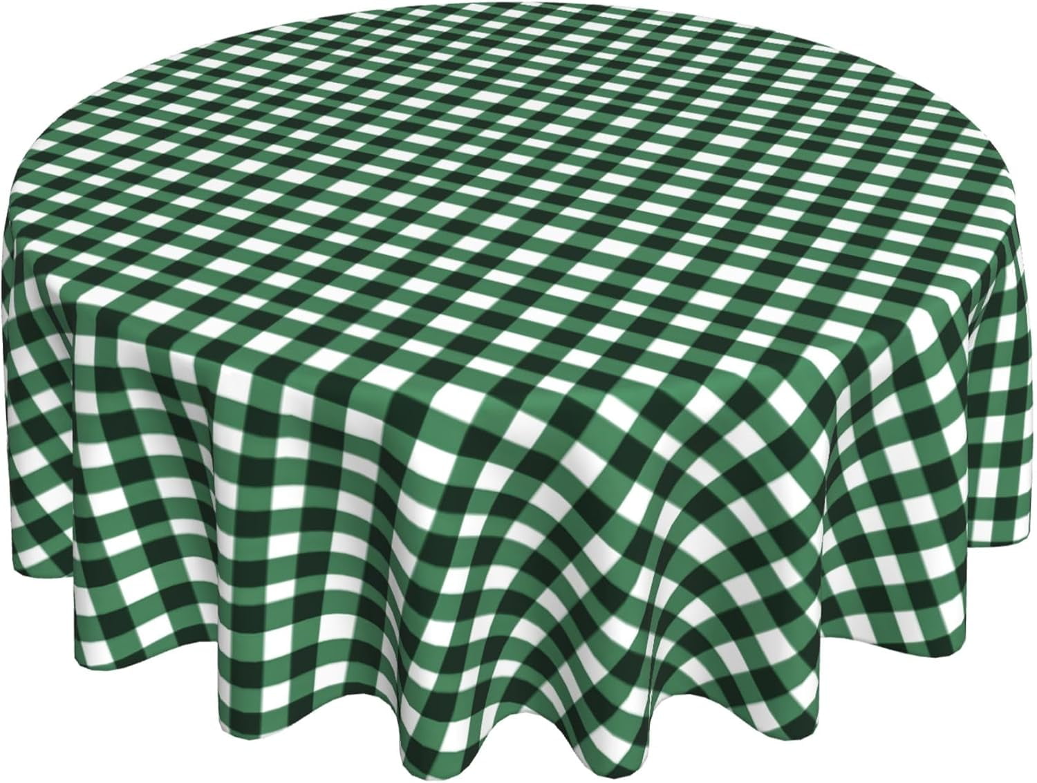 Round Tablecloth 60 Inch, Classic Green Buffalo Plaid Round Table ...