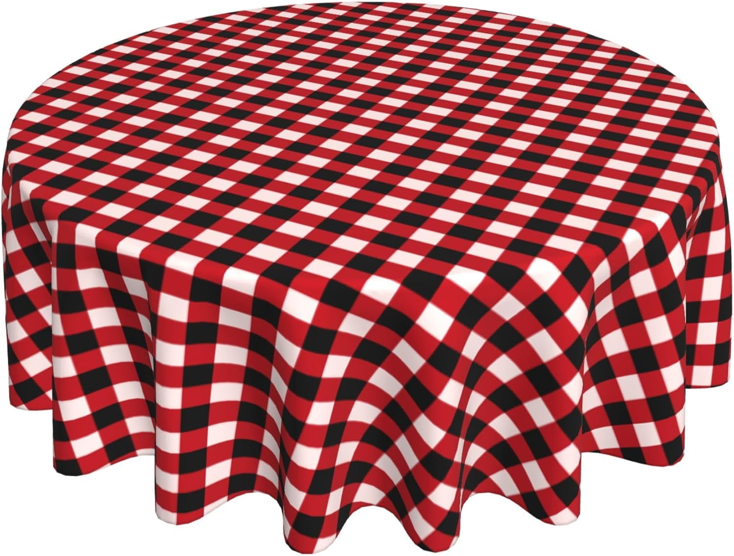 Round Tablecloth 60 Inch, Line Stripes Check Round Table Cloth Wipeable ...
