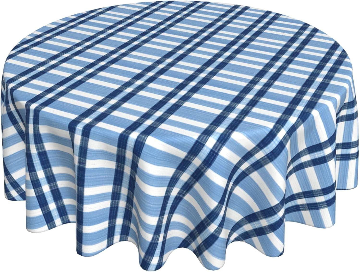 Round Tablecloth 60 Inch, Provence Blue White Stripes Circular Table ...