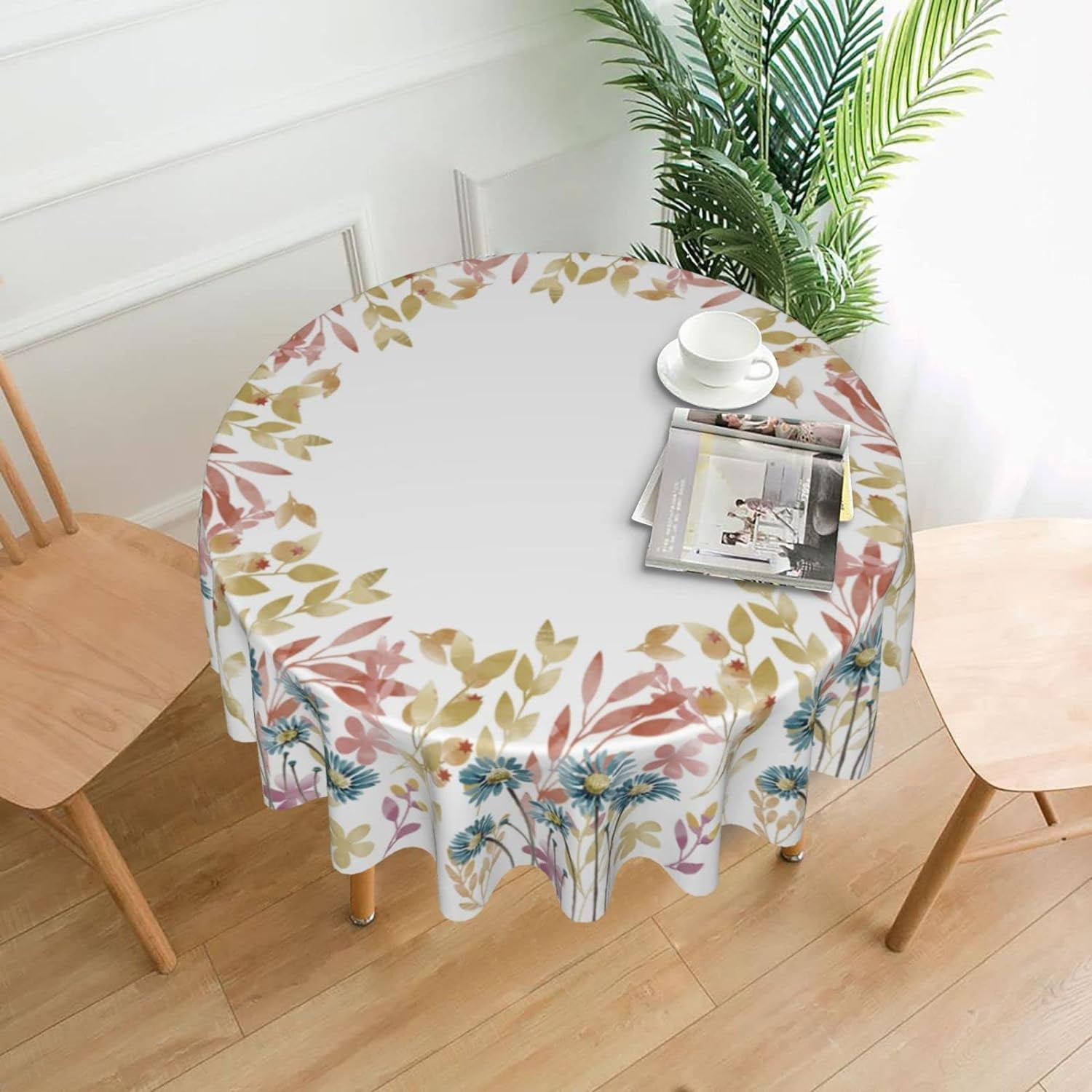 Round Tablecloth 60 Inch,Stain Resistance Polyester Table Cloth,Table ...
