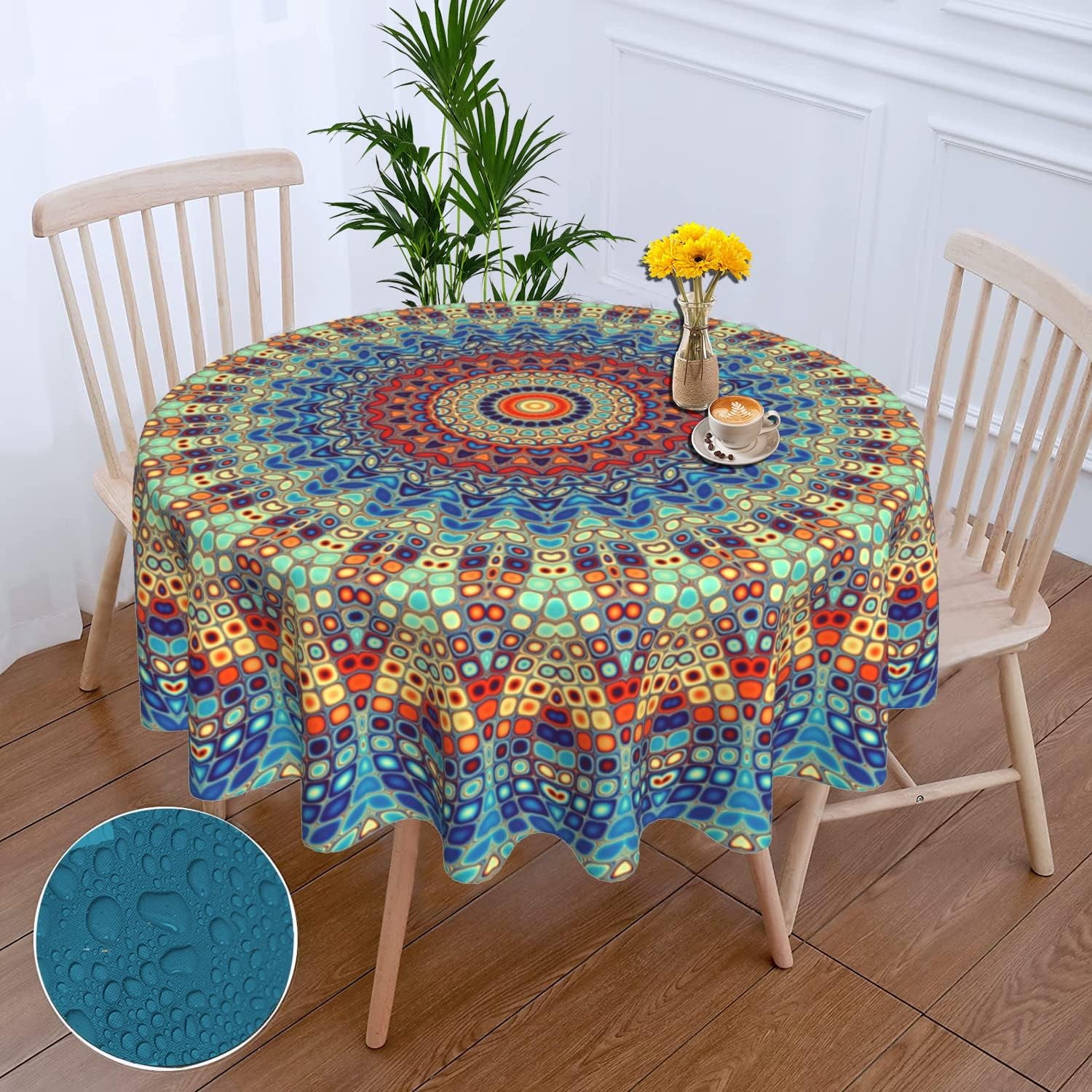 Round Tablecloth 60 Inch,Stain Resistance Polyester Table Cloth,Table ...