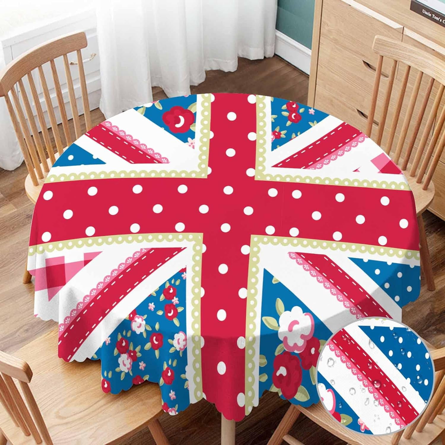Round Tablecloth 60 inch British Flag Tablecloth Cute England Flag in ...