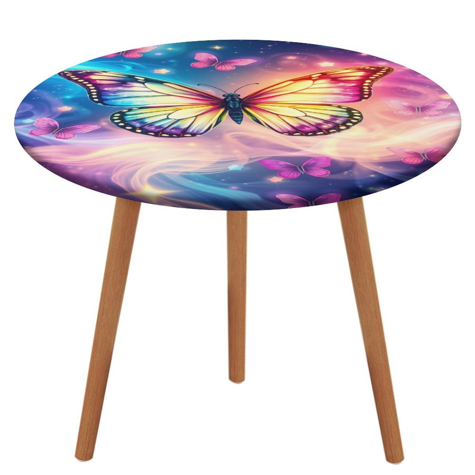 Round Tablecloth Enchanting Butterfly Waterproof Elastic Table Clothes ...