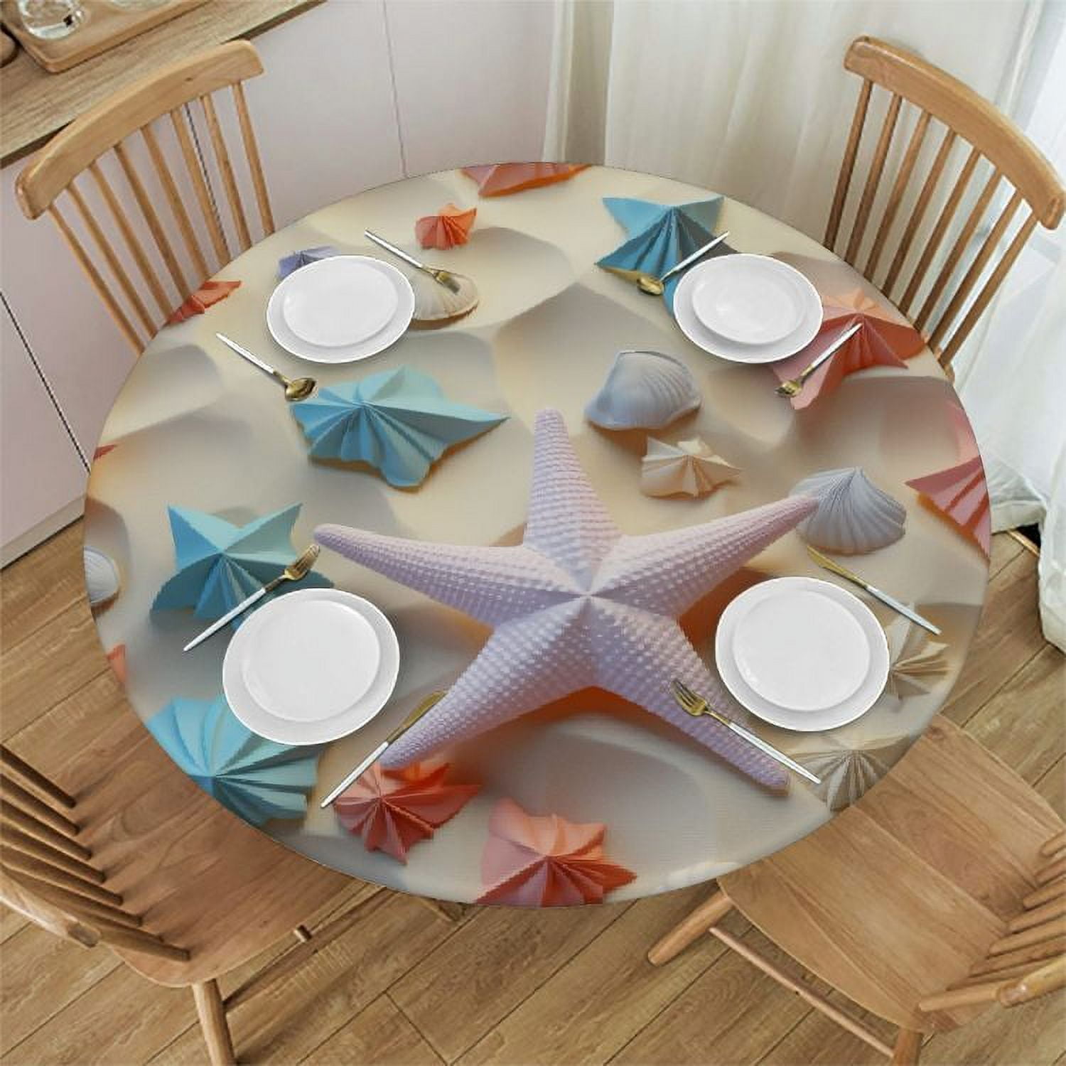 Round Tablecloth Fitted Table Cloth with Elastic Edge for Round Table ...