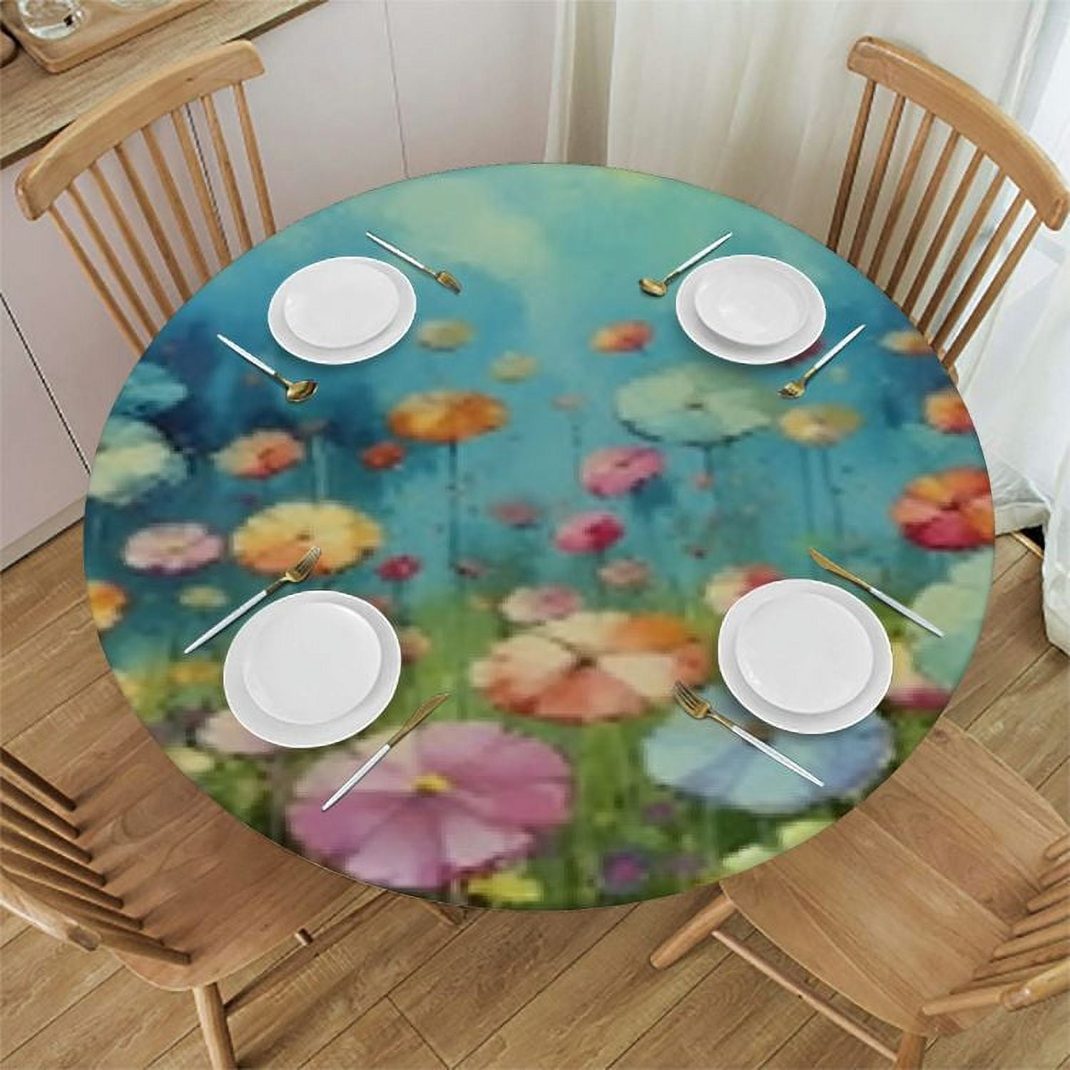Round Tablecloth Fitted Table Cloth with for Round Table Colorful Round ...