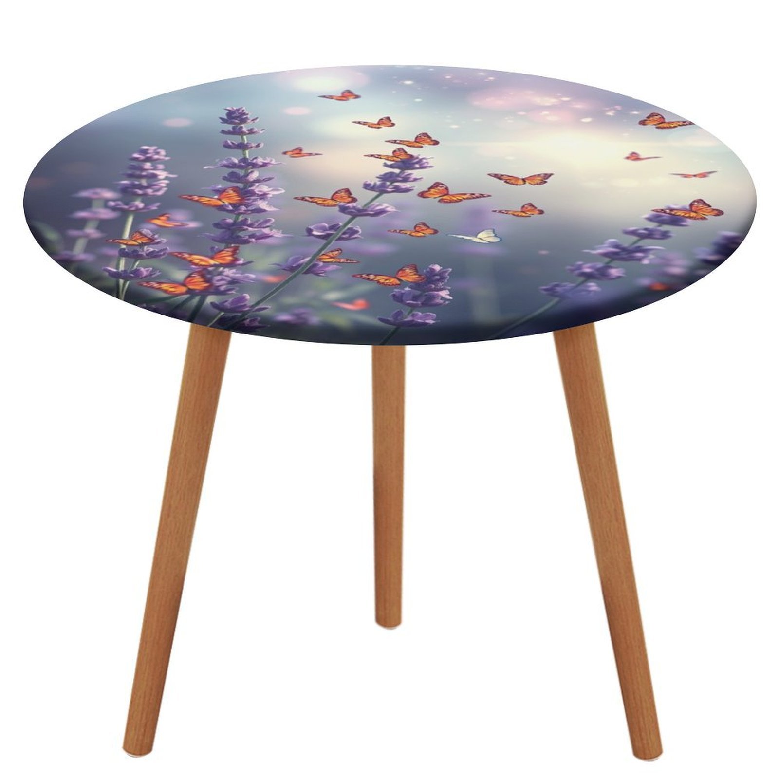 Round Tablecloth Lavender Waterproof Elastic Table Clothes for Dining ...