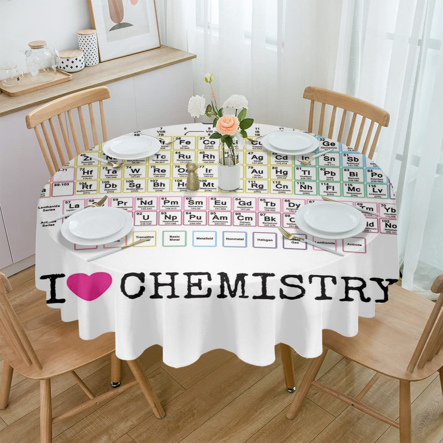 Round Tablecloth Periodic Table Of Chemistry Rounds for Dining Table ...