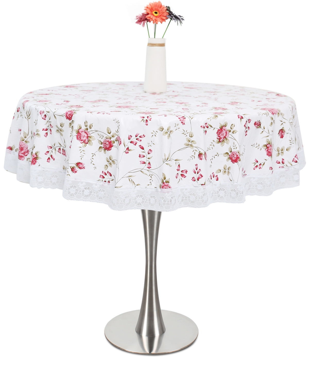 Round Tablecloth Vinyl Waterproof PVC Plastic Wipeable Spillproof ...