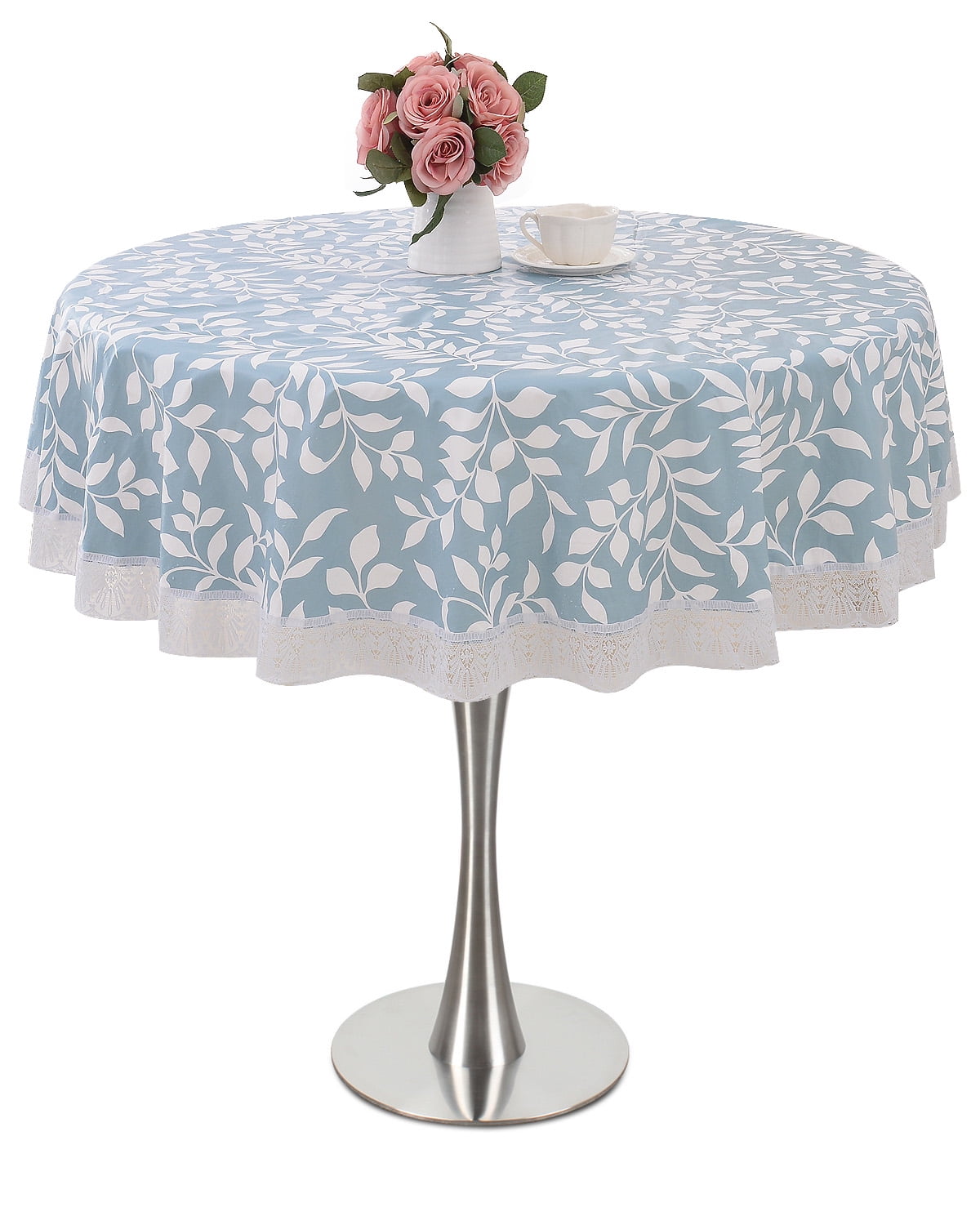 Round Tablecloth Vinyl Waterproof PVC Plastic Wipeable Spillproof ...