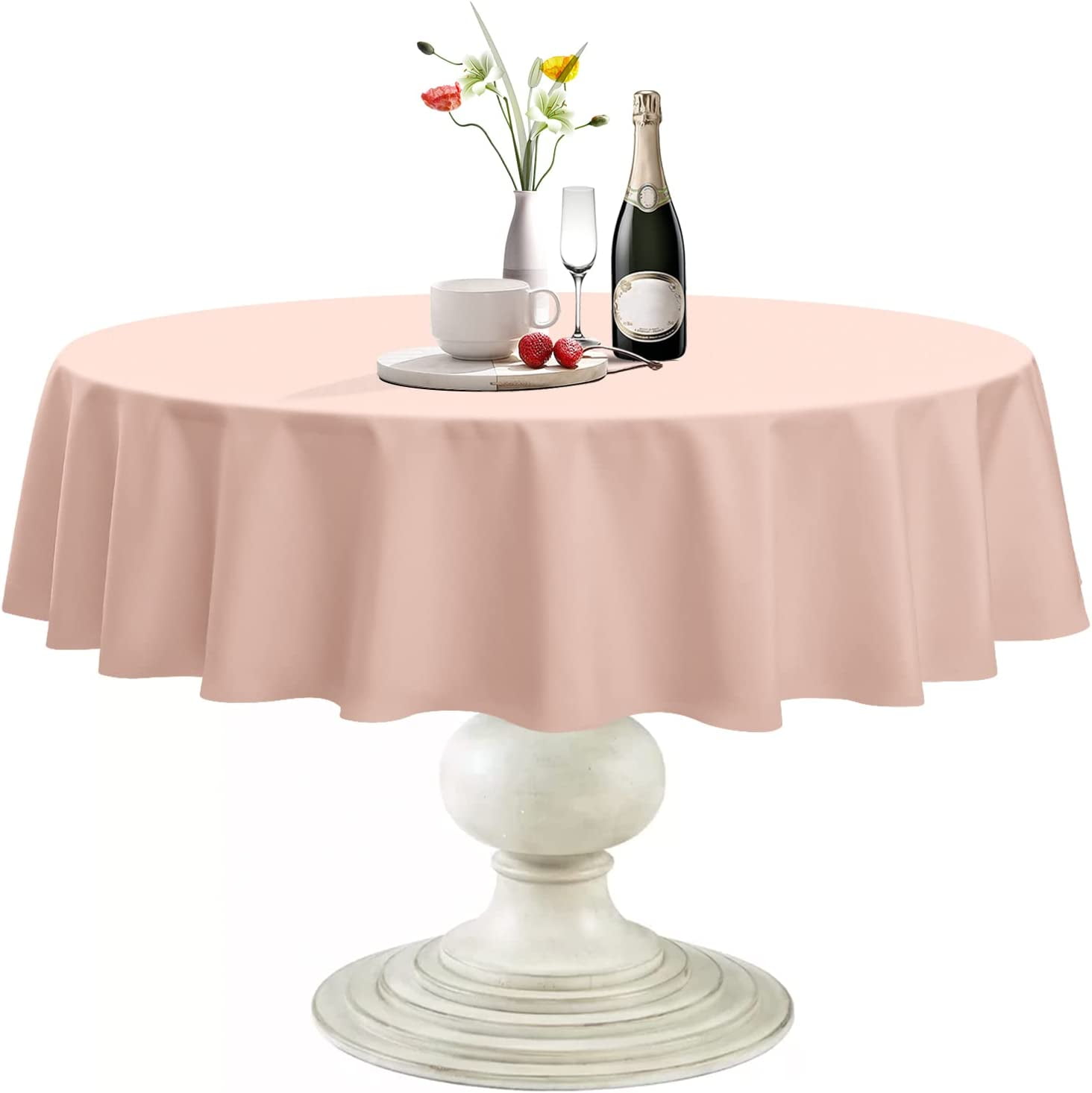 TRAHOO-Round Tablecloth, Waterproof & Stain Resistant Table Cloth ...
