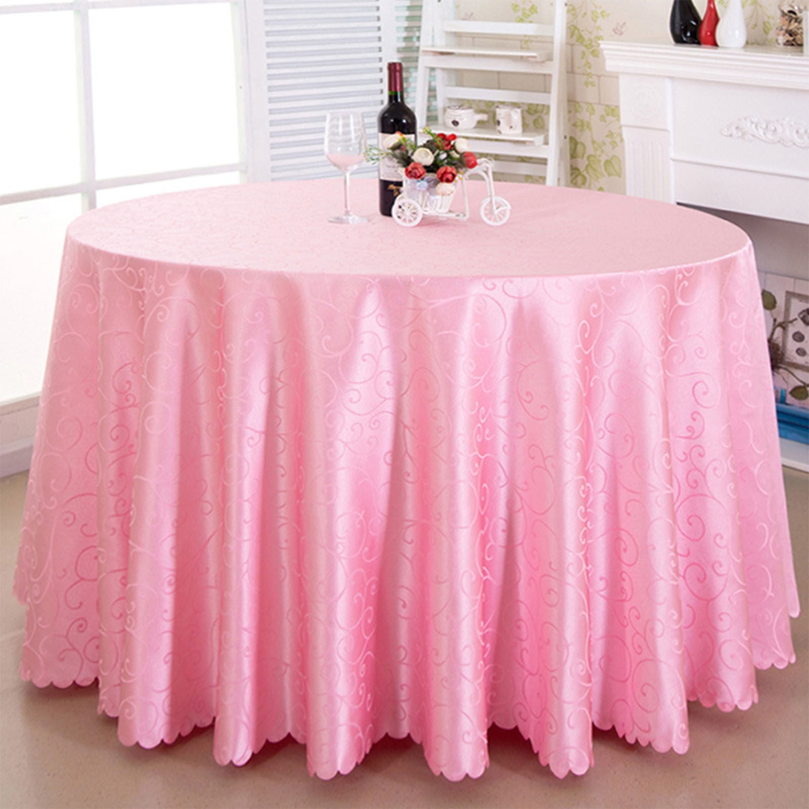 Round Tablecloth Wrinkle Resistant Wipeable Table Cover For Banquet ...