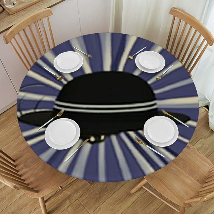 Round Tablecloth with Elastic Astronaut Spaceship Lines in Purple ...