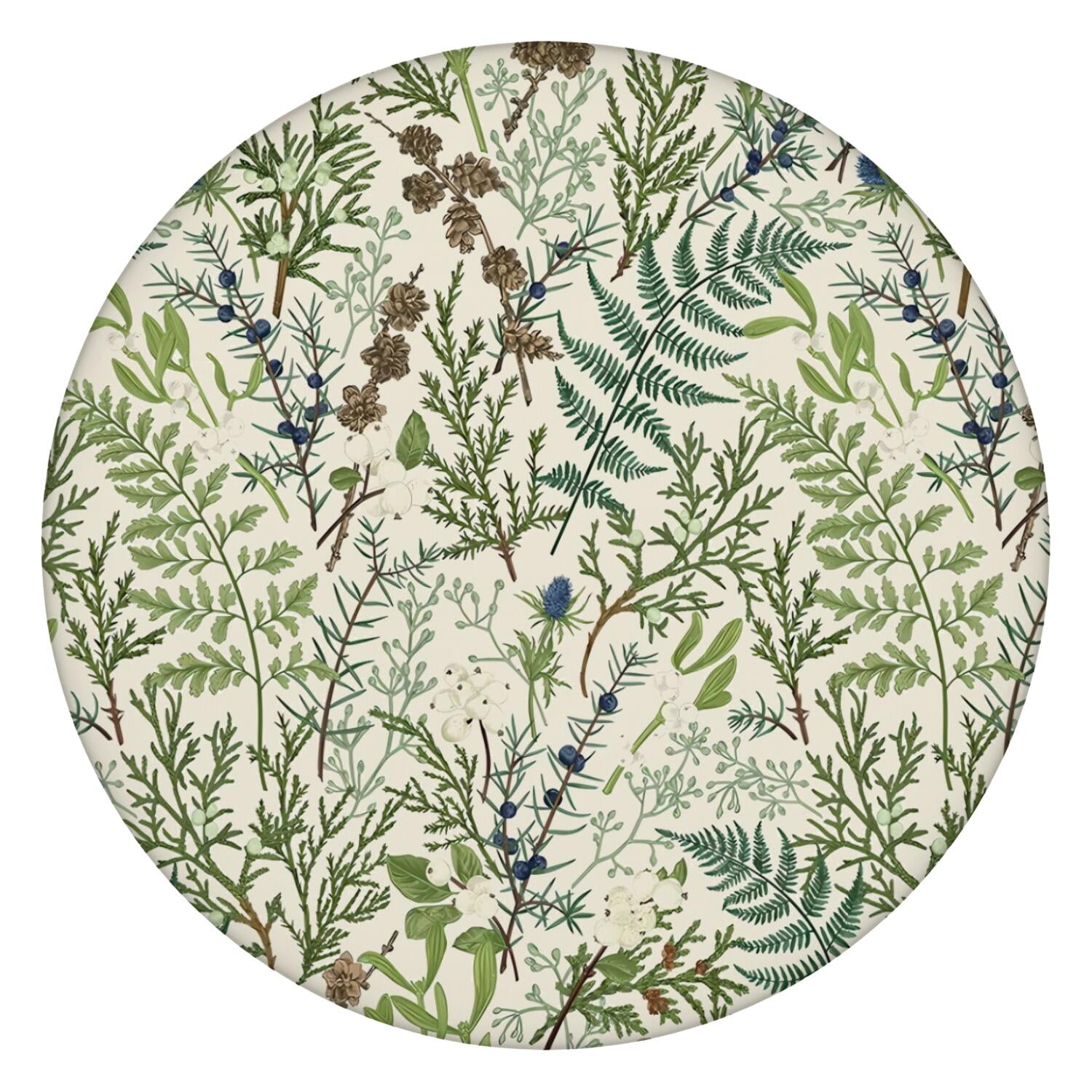 Round Tablecloth with Elastic Edge, Floral Botanical Vinyl Table Cover ...