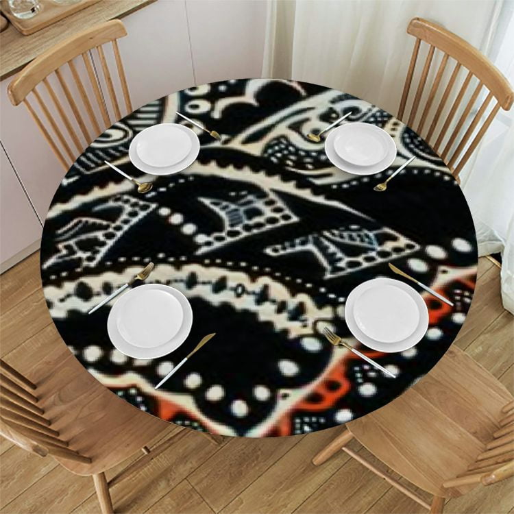 Round Tablecloth with Elastic Edge, Style Textures, Suitable for ...