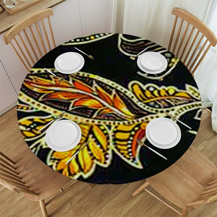 Round Tablecloth with , Style Textures, for Dining Tables, Buffet ...