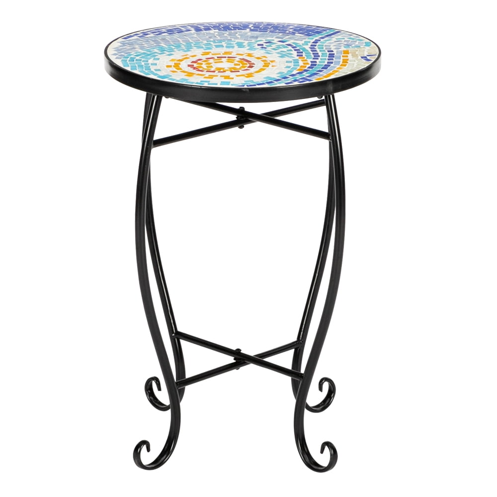 Round Terrace Bistro Table, Artisasset Blue Hawaiian Sun Mosaic ...