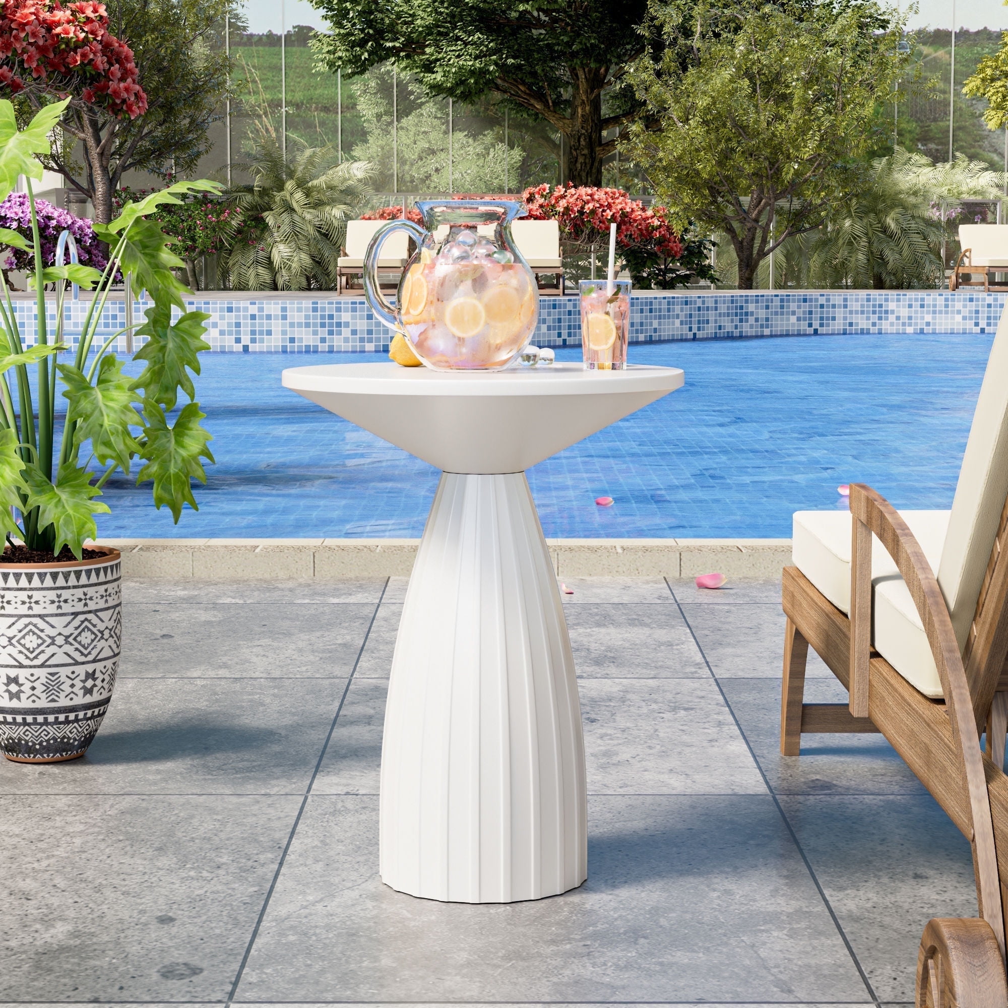 Fsbecl Round Metal Outdoor End Table, White - Walmart.com