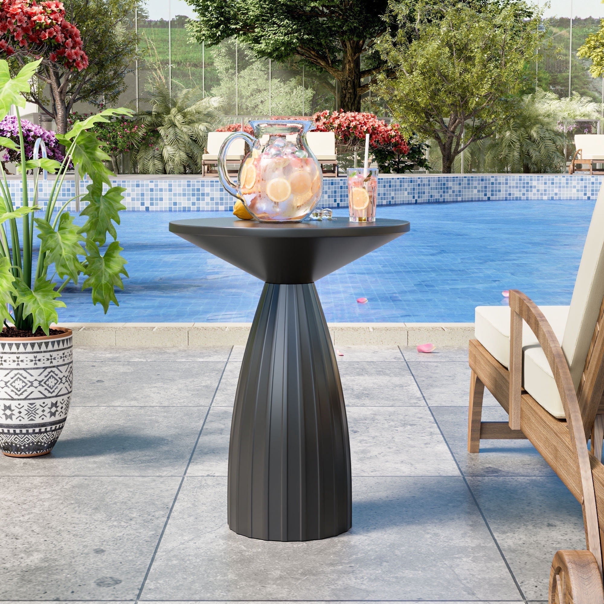Fsbecl Round Thin Metal Indoor Patio End Table, Black - Walmart.com