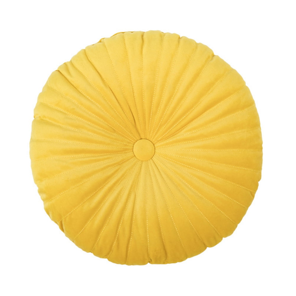 Round Throw Pillow 14.5inch Soft Round Floor Pillow Handmade Pleats ...