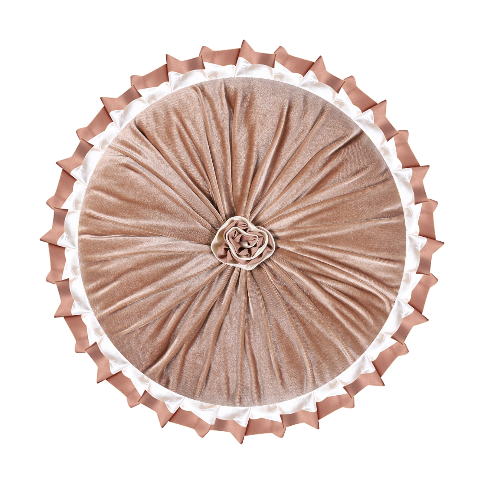 Round Throw Pillows Handmade Pleated Velvet Pumpkin Flower Couch Pillow ...