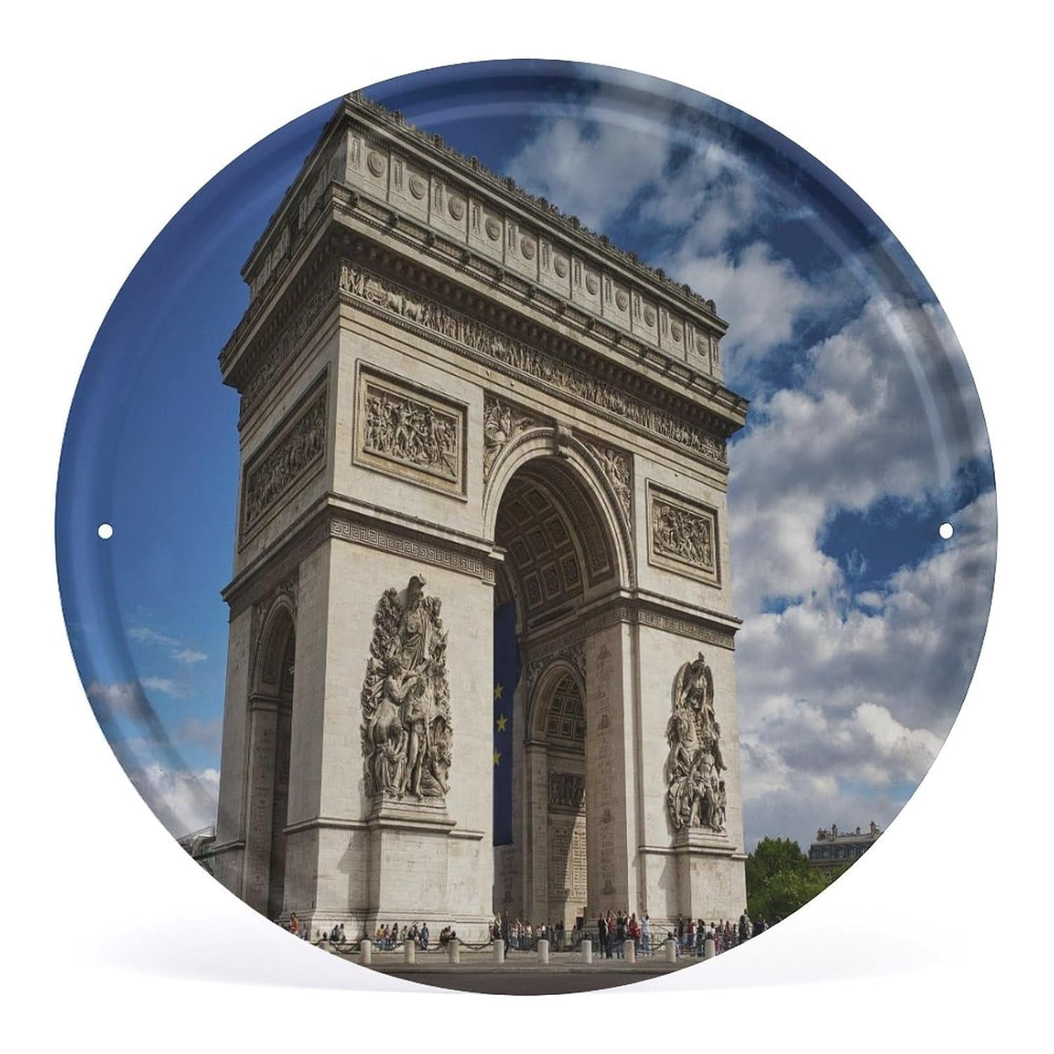 Round Tin Sign France Arc De Triomphe Metal Poster Retro Vintage ...