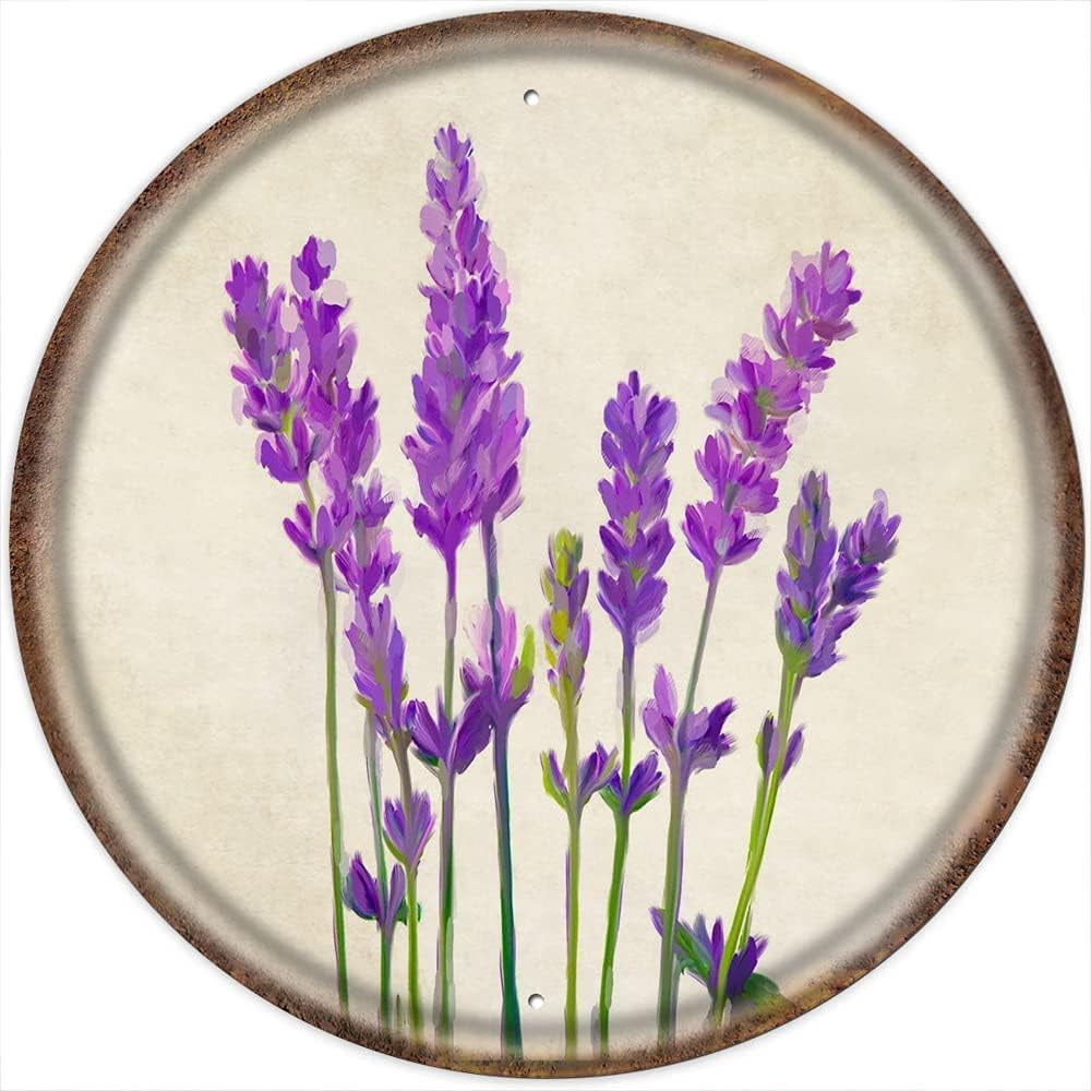 Round Tin Sign Lavender Metal Tin Sign Kitchen Pub Funny Novelty Coffee ...