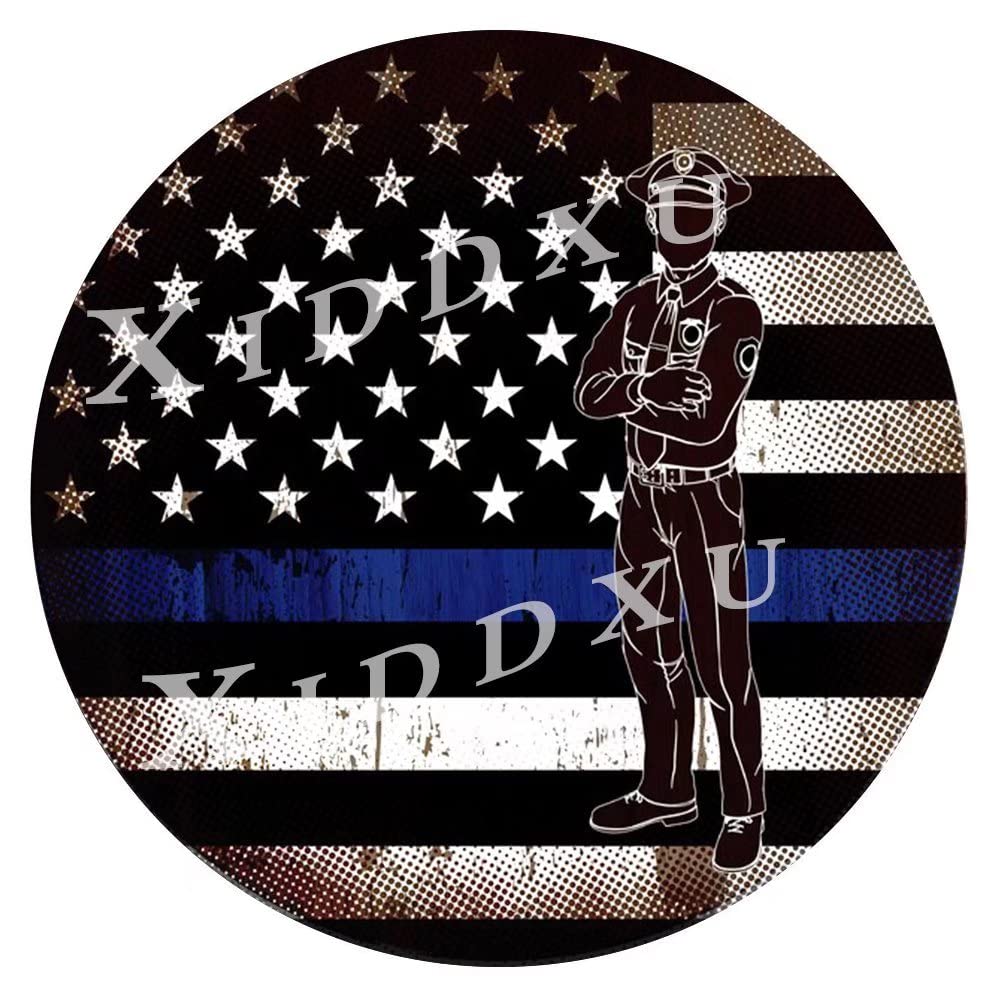 Round Tin Sign Police Flag Rustic Art Wall Decor Antique Tin Sign ...