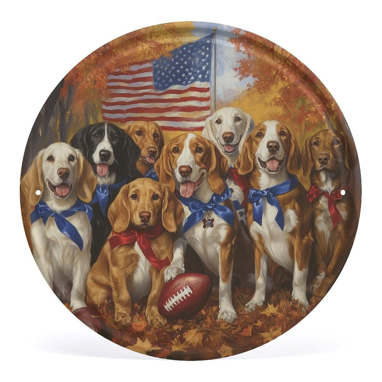 Round Tin Sign Rugby Sport Retro Metal Tin Sign Dogs Football Team ...