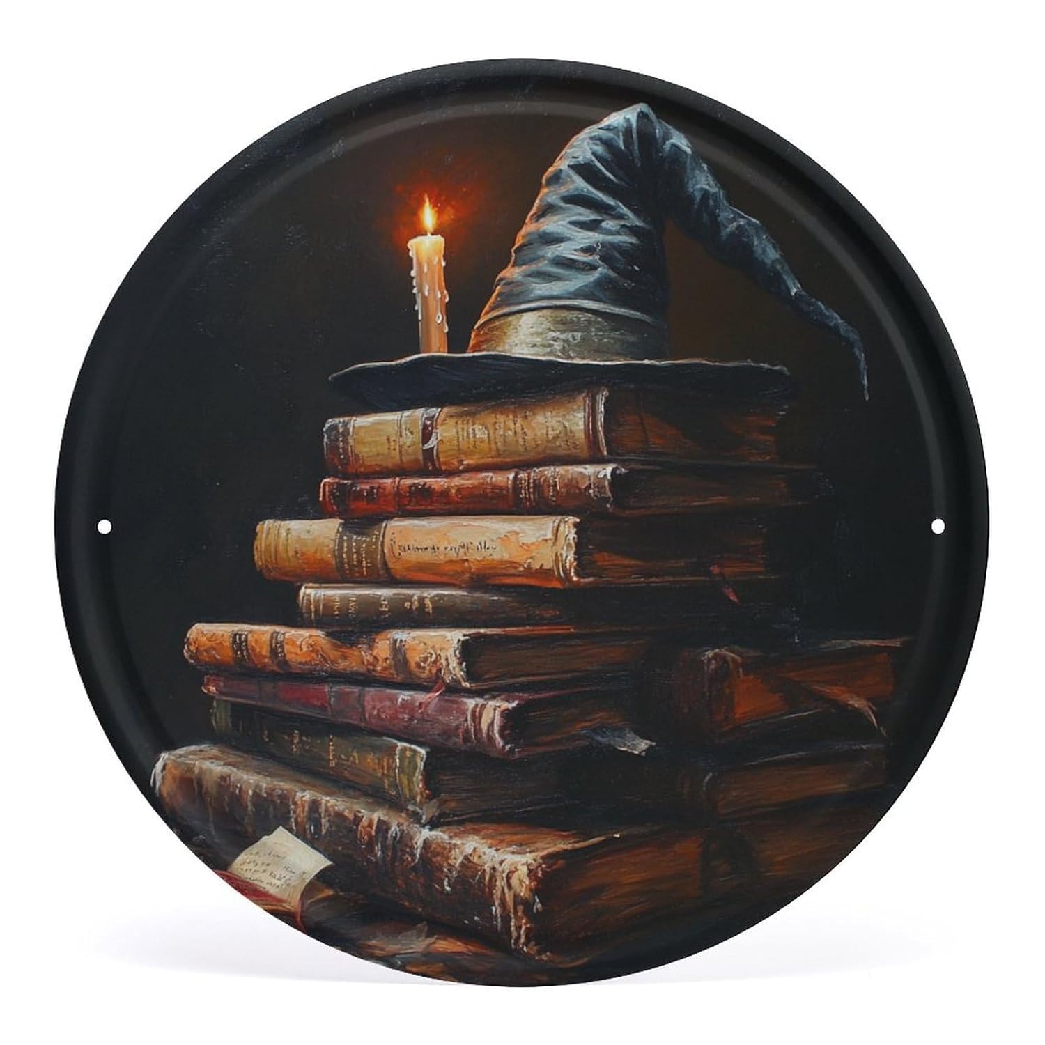 Round Tin Sign Rustic Halloween Rustic Metal Wall Plate Vintage Antique ...