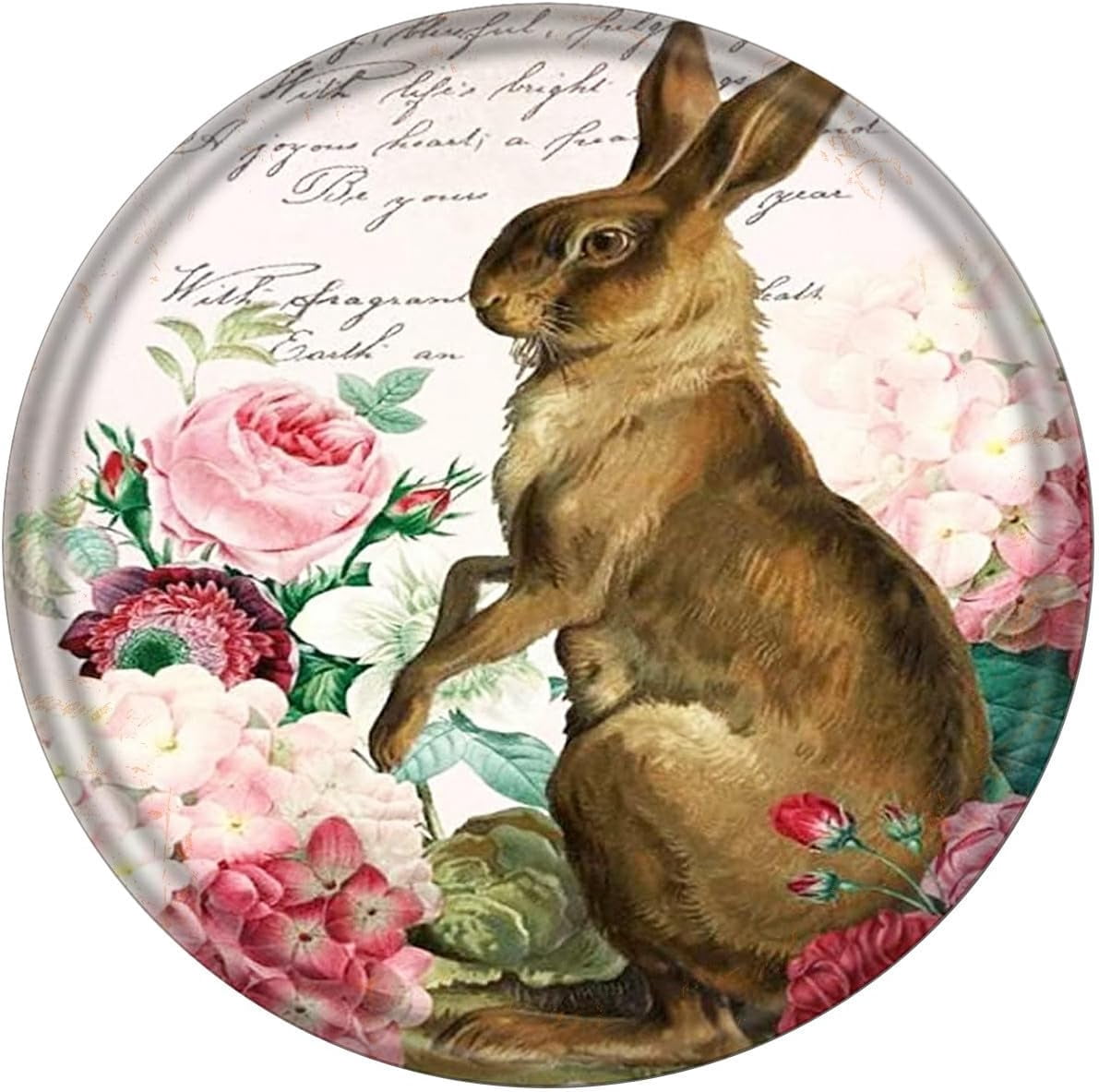 Round Tin Sign Rustic Wall Decorhydrangea Bunny Easter Spring Retro Tin ...