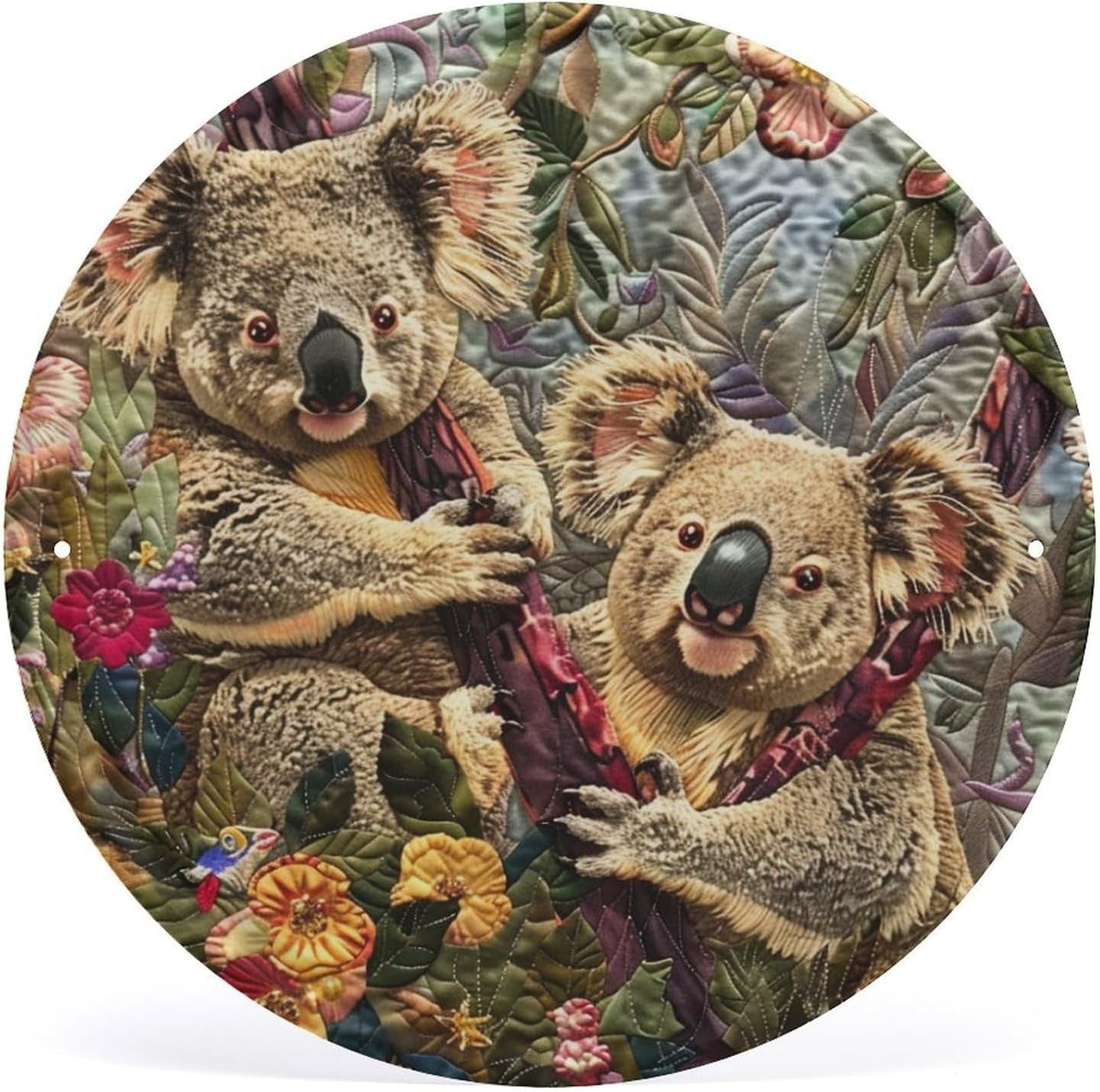 Round Tin Sign Two Koalas With Flowers In A Tree Vintage Metal Sign ...