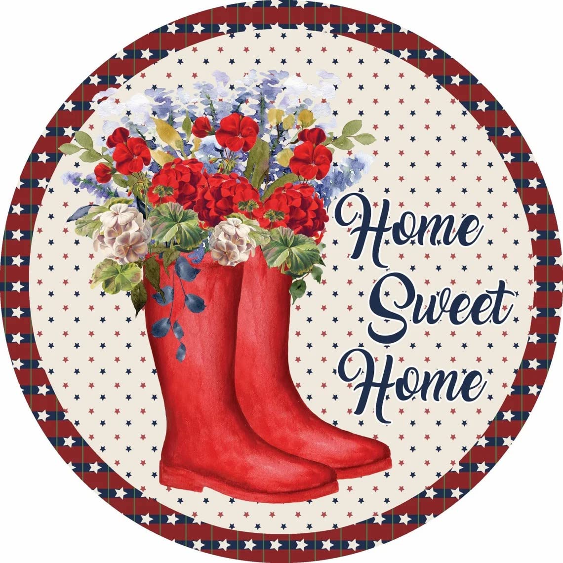 Round Tin Signs Summer Wreath Sign Metal Wreath Sign Wreath Attachment ...