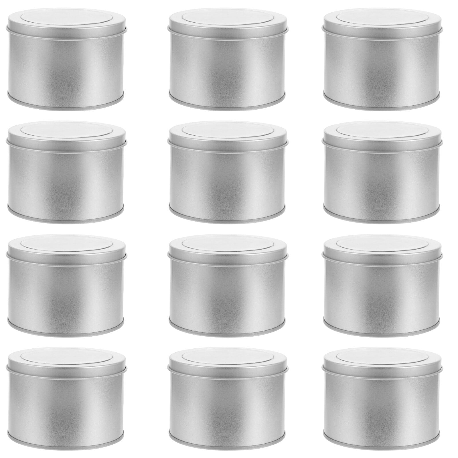 MEIBUTYUP 12Pcs Round Tinplate Storage Cans Plated Silver Multi Purpose ...