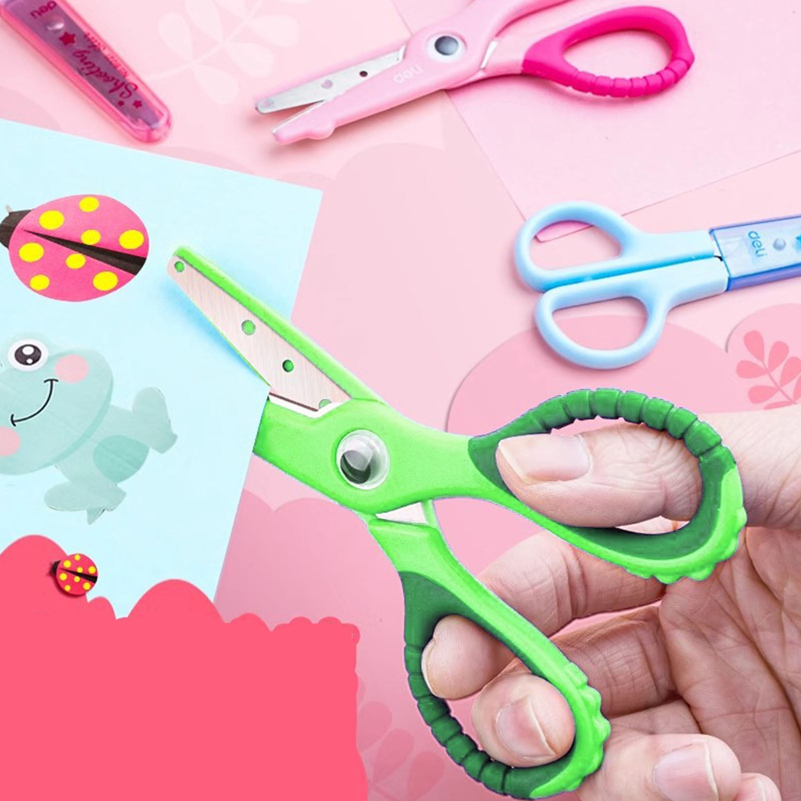 Round-Tip Craft Scissors, Safety Decorative Cutters, Green, Safety ...
