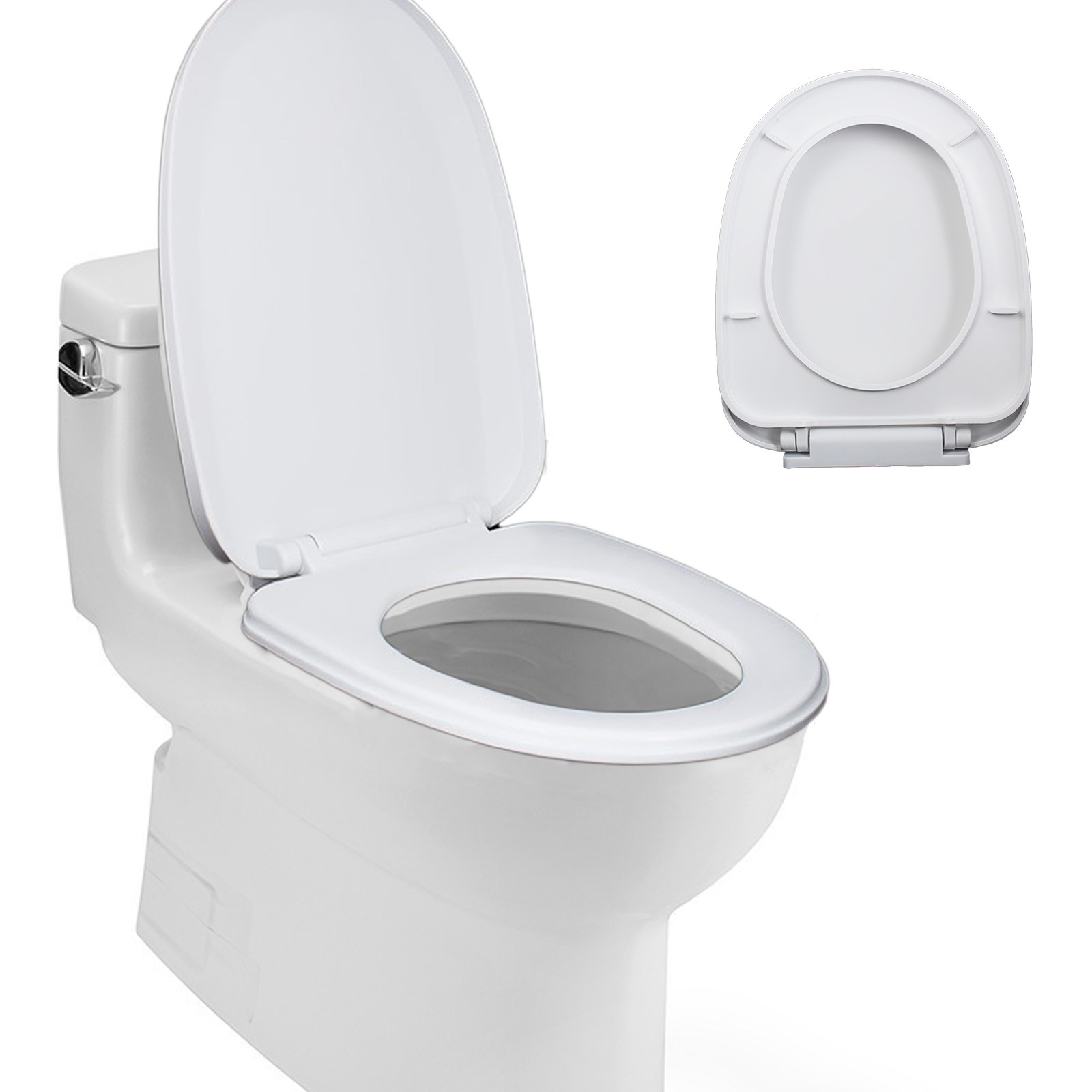 Round Toilet Seat,Slow Close Toilet Cover Seat for Easy Clean and Stain ...