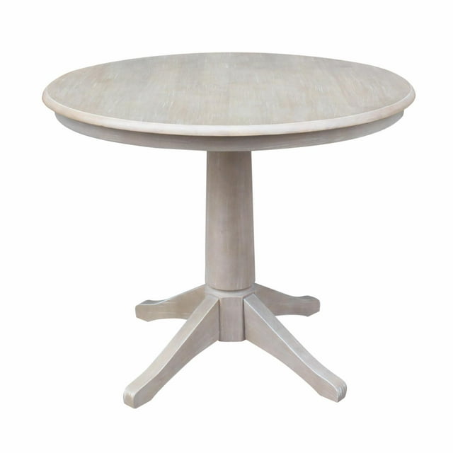 Round Top 36" x 36" Solid Wood Pedestal Dining Table in Washed Gray Taupe - Walmart.com