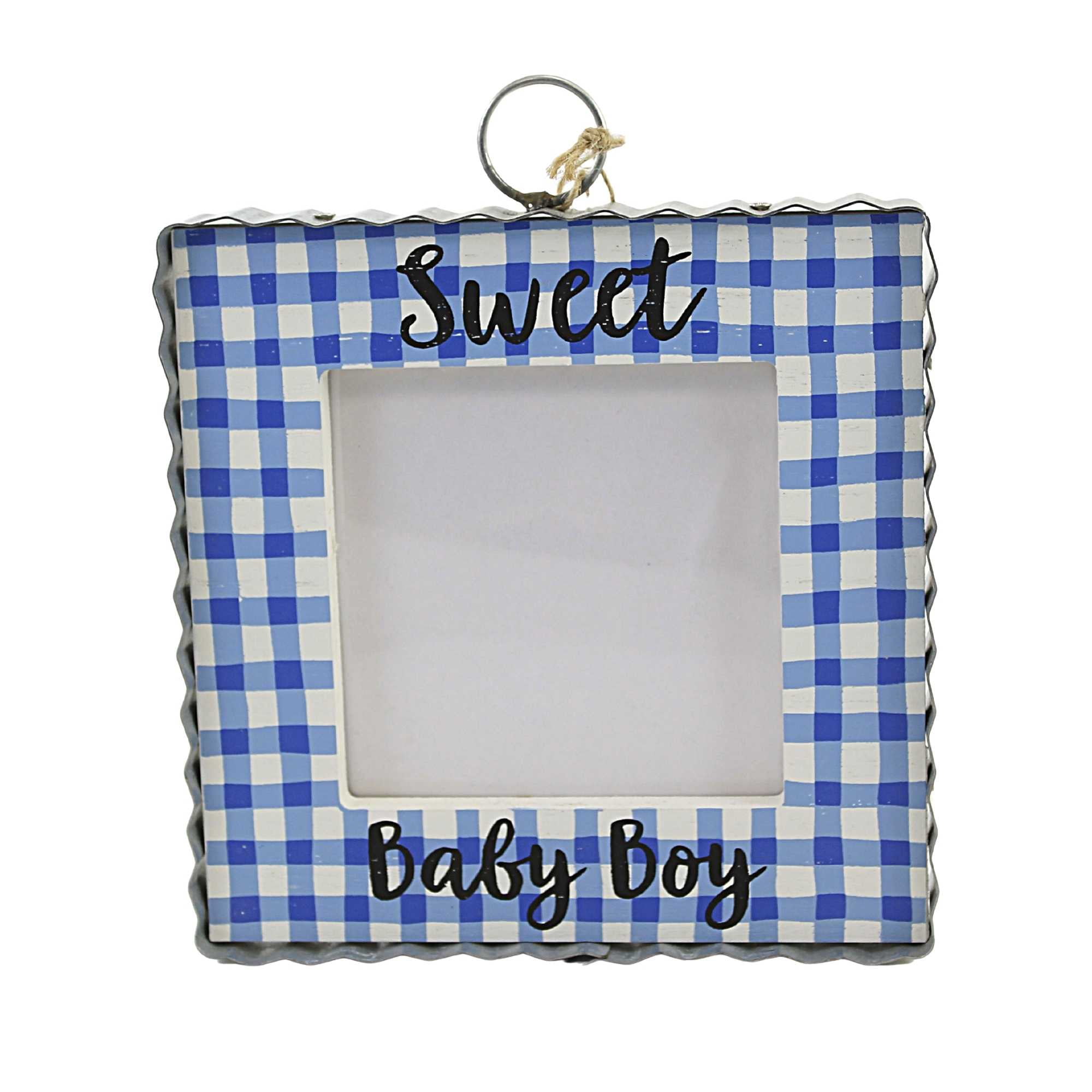 Round Top Collection Baby Boy Photo Frame Wood Picture Gingham Y22028 ...