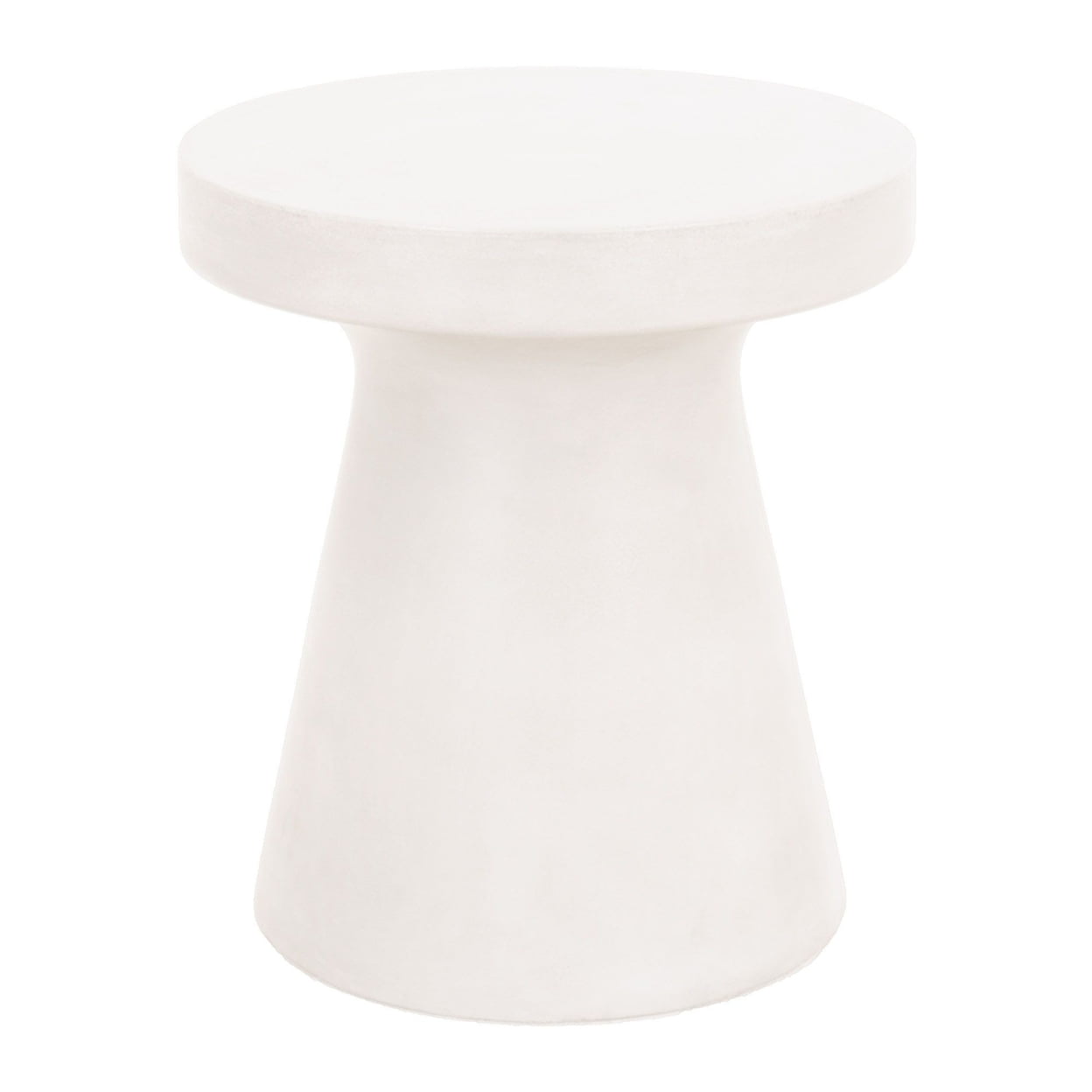 Round Top Concrete Accent Table with Flared Pedestal Base, Off White ...