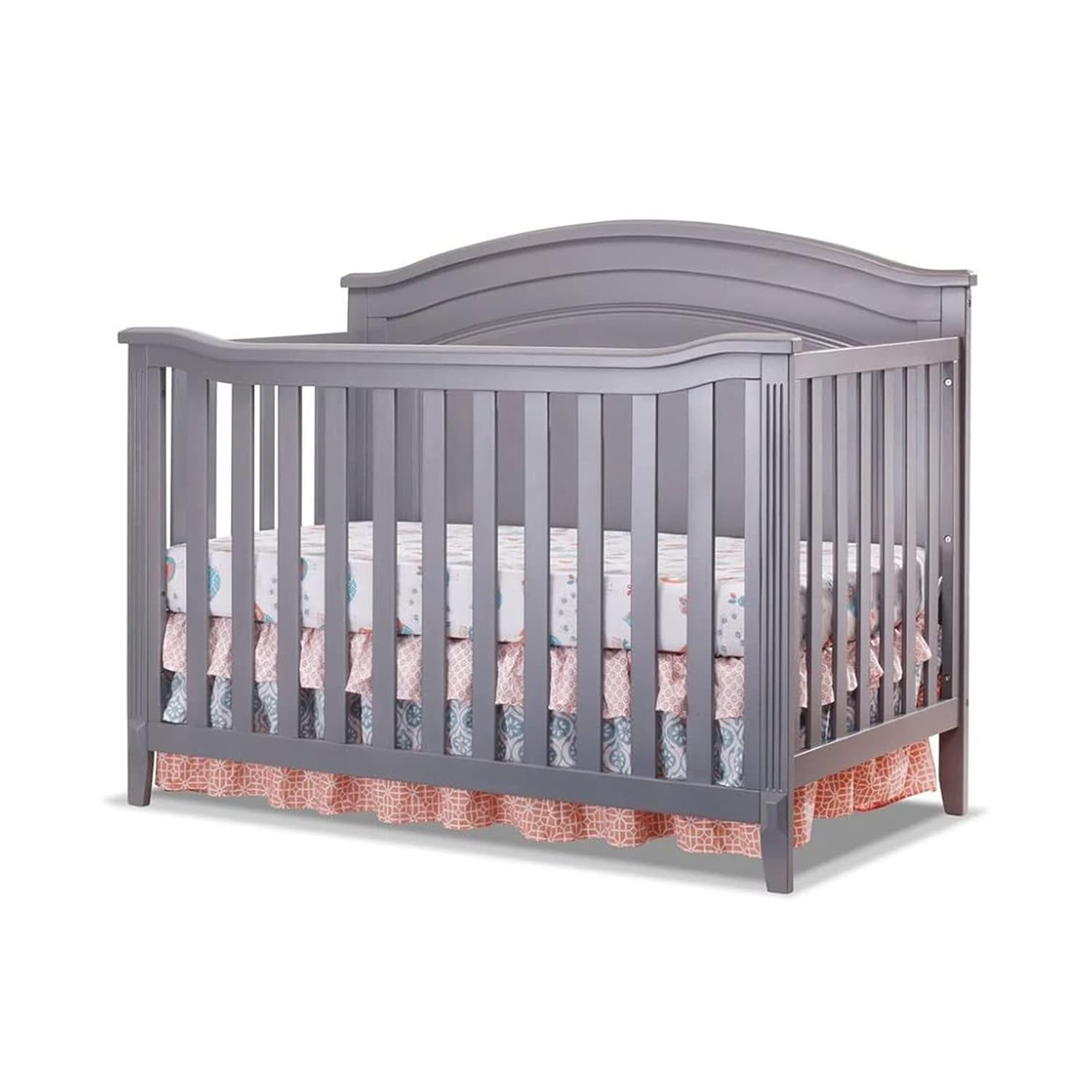 Round Top Crib, Classic 4-in-1 Convertible Crib, Made of Wood, Non ...