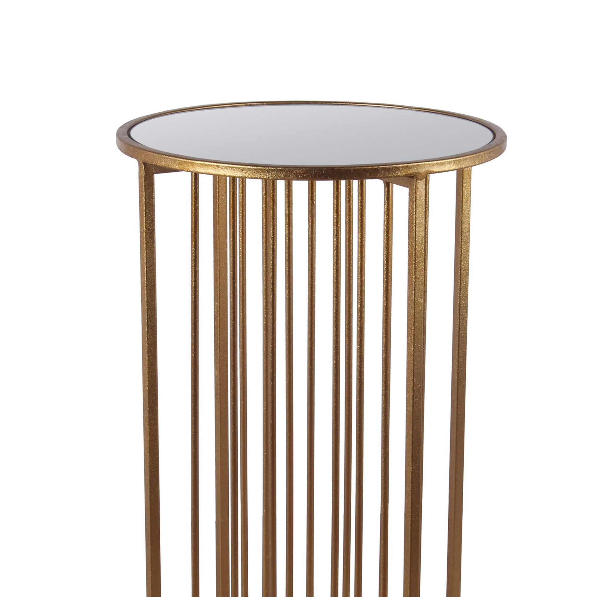 Round Top Metal Accent Table With Slatted X Shape Base, Gold And Silver ...