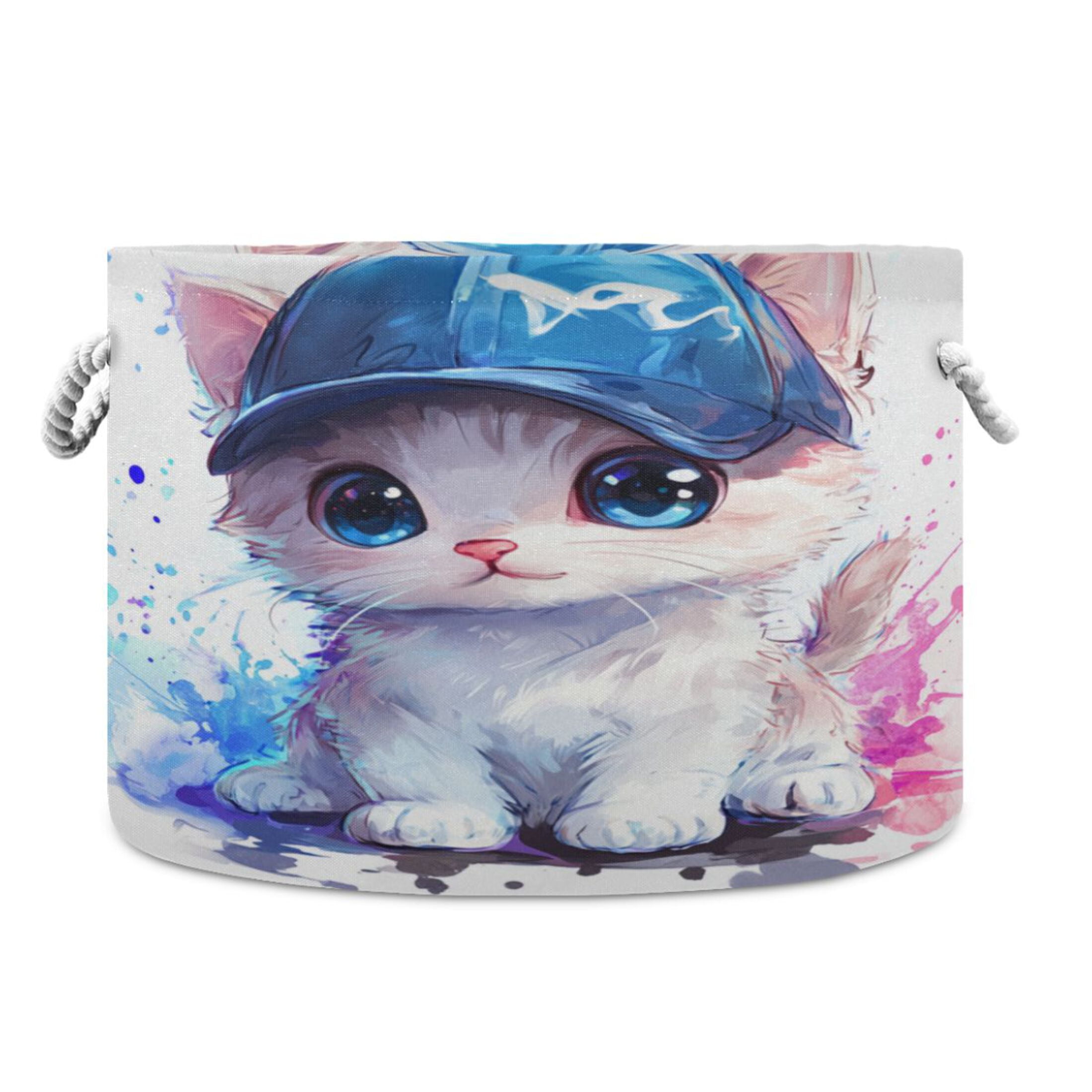 Round Toy Storage Basket Open Home Storage Bins Foldable Baskets for ...