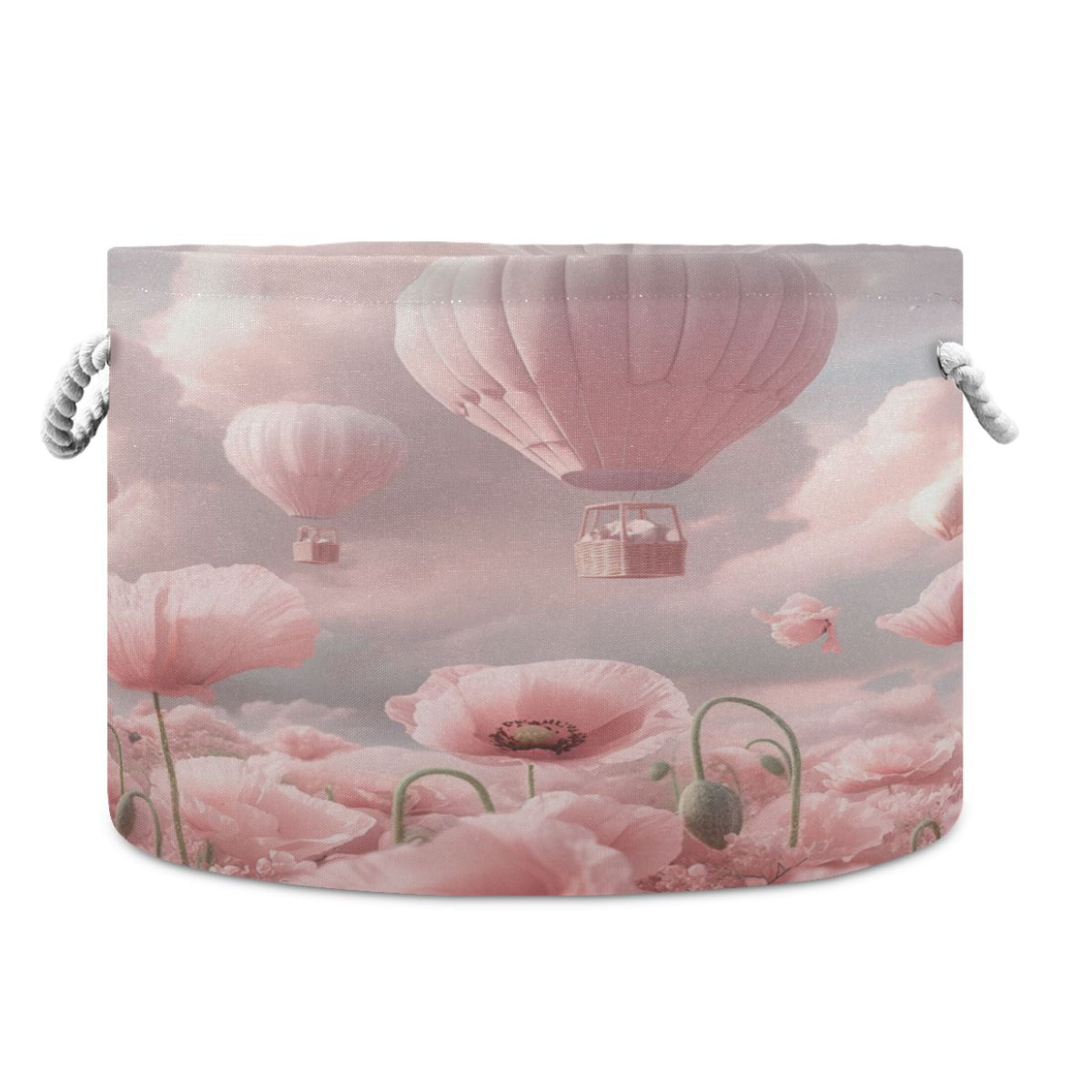 Round Toy Storage Basket Open Home Storage Bins Foldable Baskets for ...