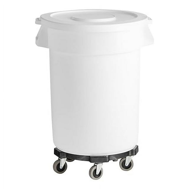 Round Trash bin Lid and Dolly Garbage can Outdoor Heavy Duty Trash can ...