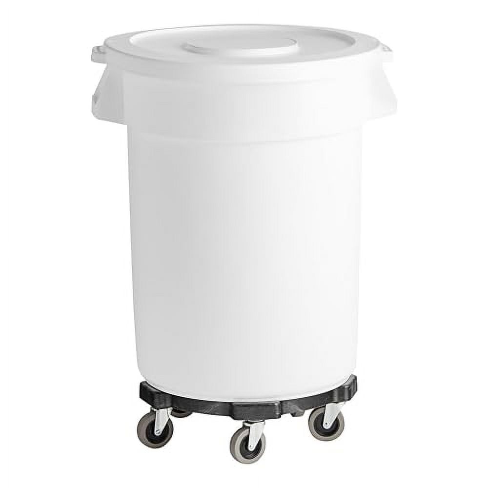 Round Trash bin Lid and Dolly Garbage can Outdoor Heavy Duty Trash can ...