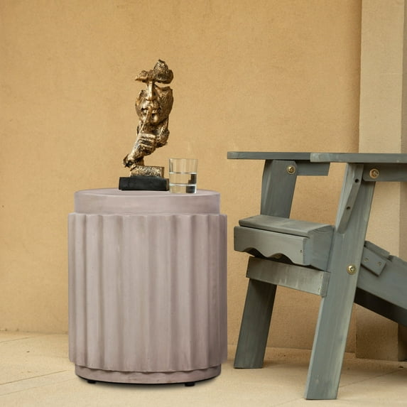 Round Travertine Look Accent Table - Walmart.com