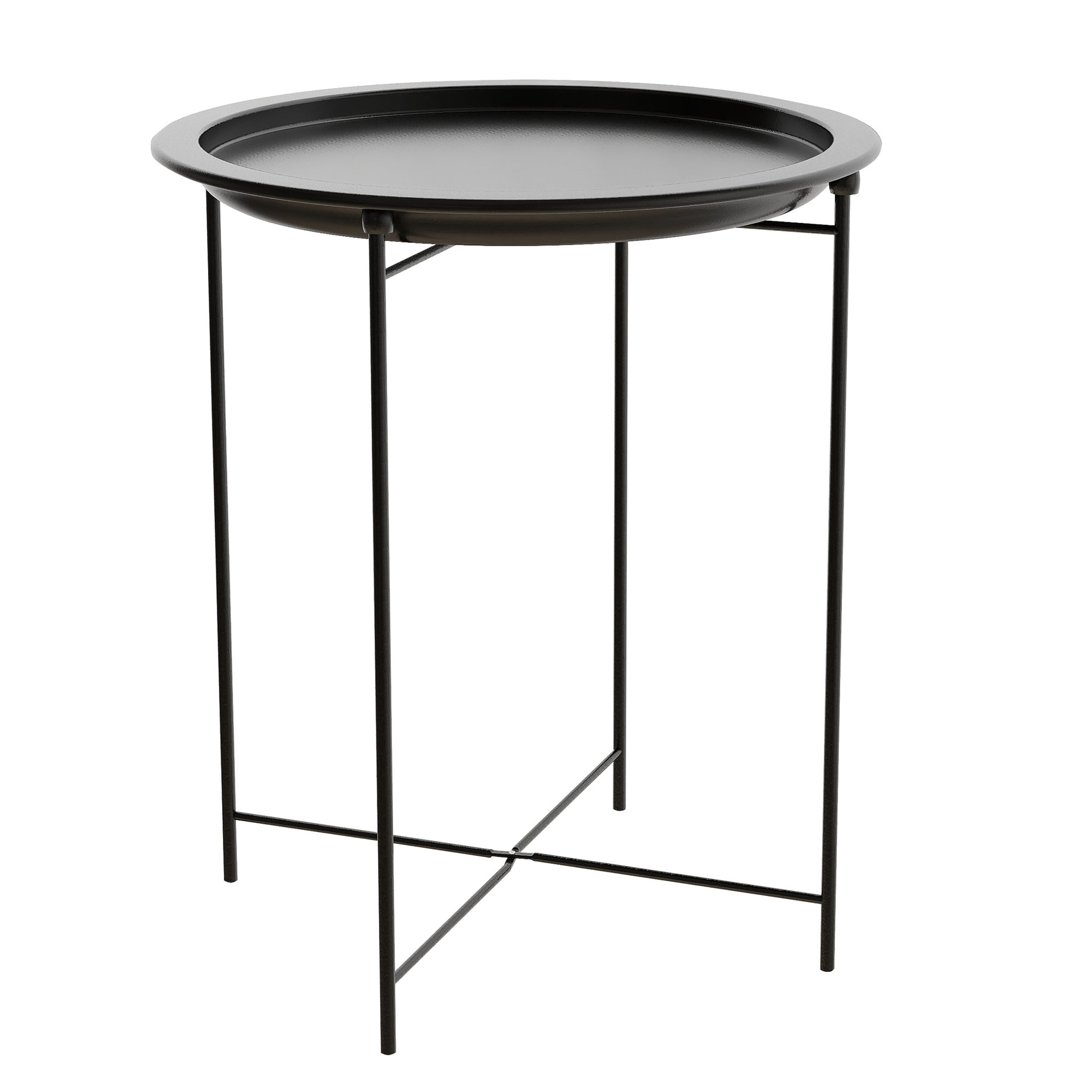 Round Tray Top Metal Coffee Table with Tubular Legs, Brown - Walmart.com