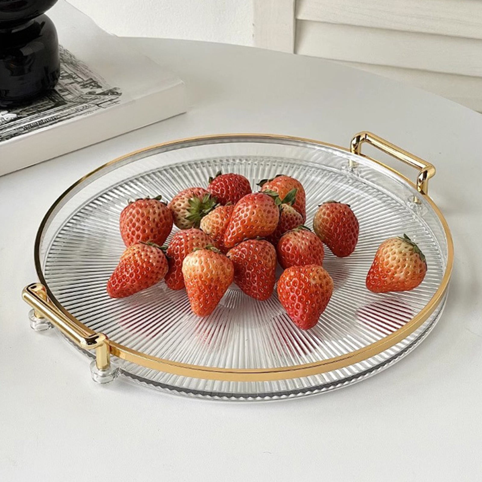 Round Trays with Handles - 11.73x11.73" Decorative Coffee Tables ...