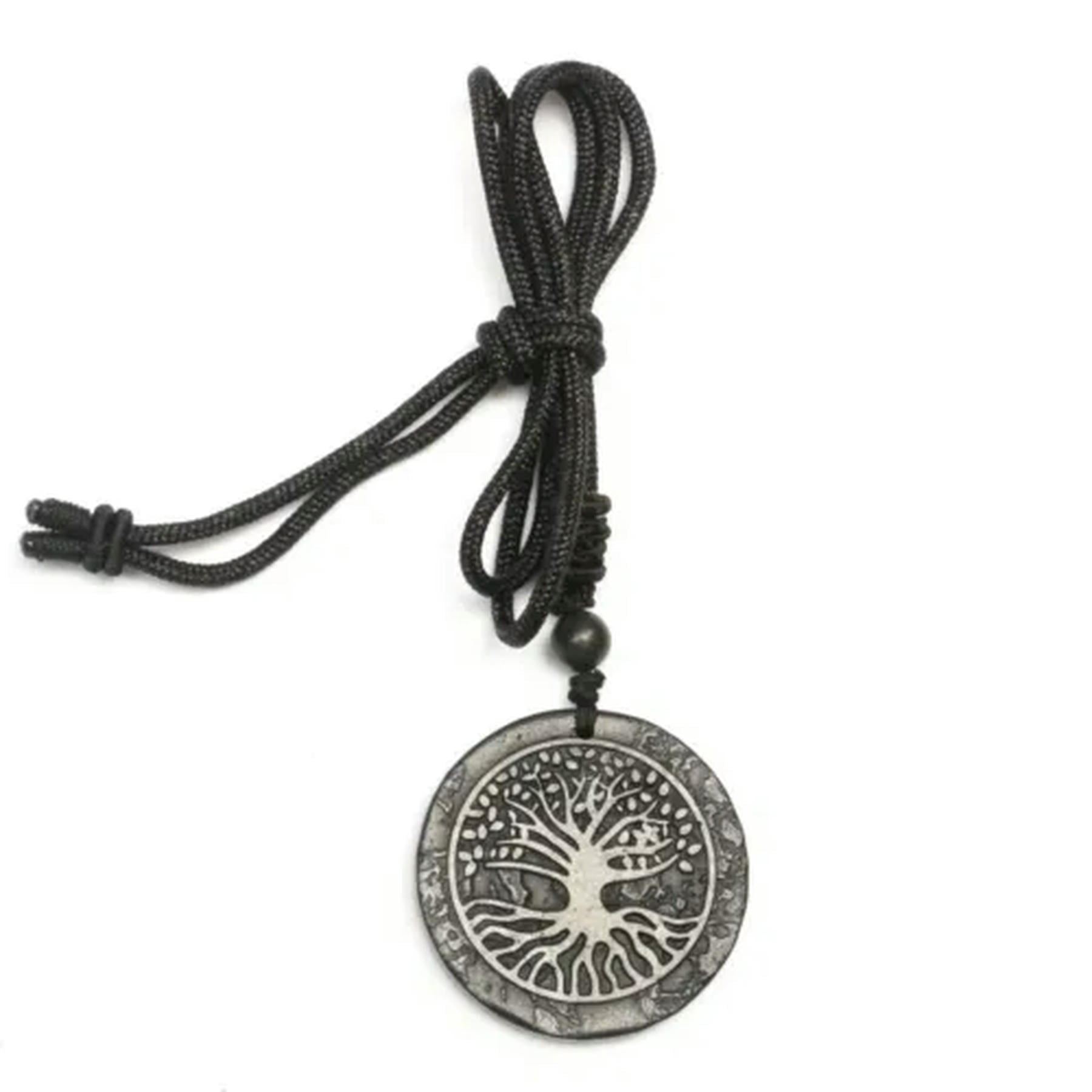 Round Triangle Shungite Stones Crystal Necklace Rope Pendant Protection ...