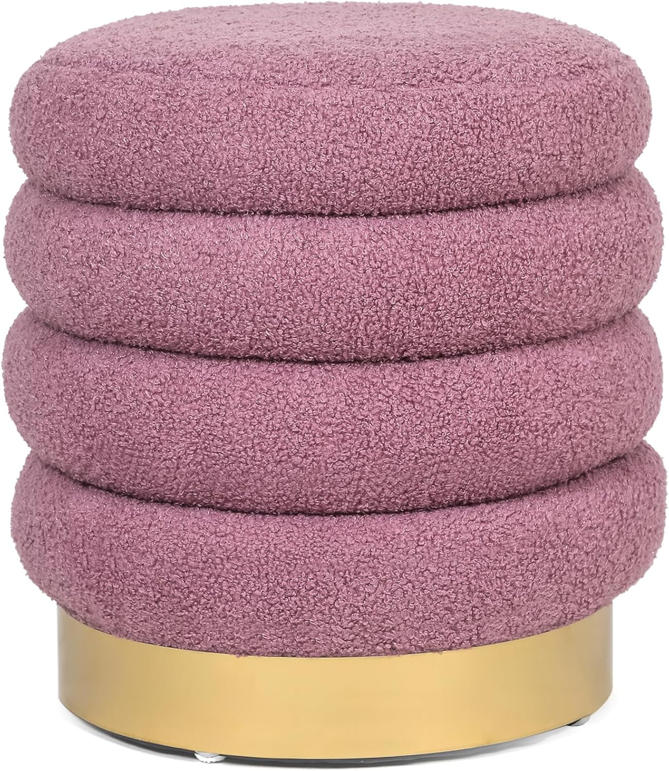 Round Tufted Ottoman Footstool, Velvet Upholstered Pouf for Living Room ...